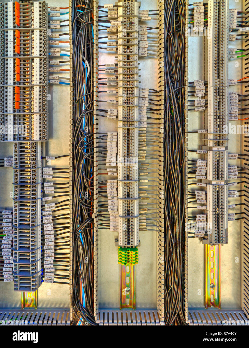 Control panel with terminals and wires inside view Stock Photo - Alamy