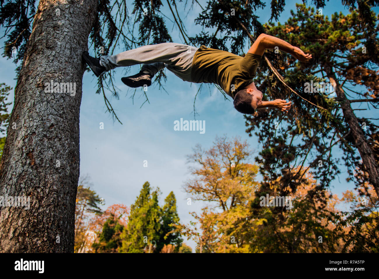Doing backflip hi-res stock photography and images - Alamy