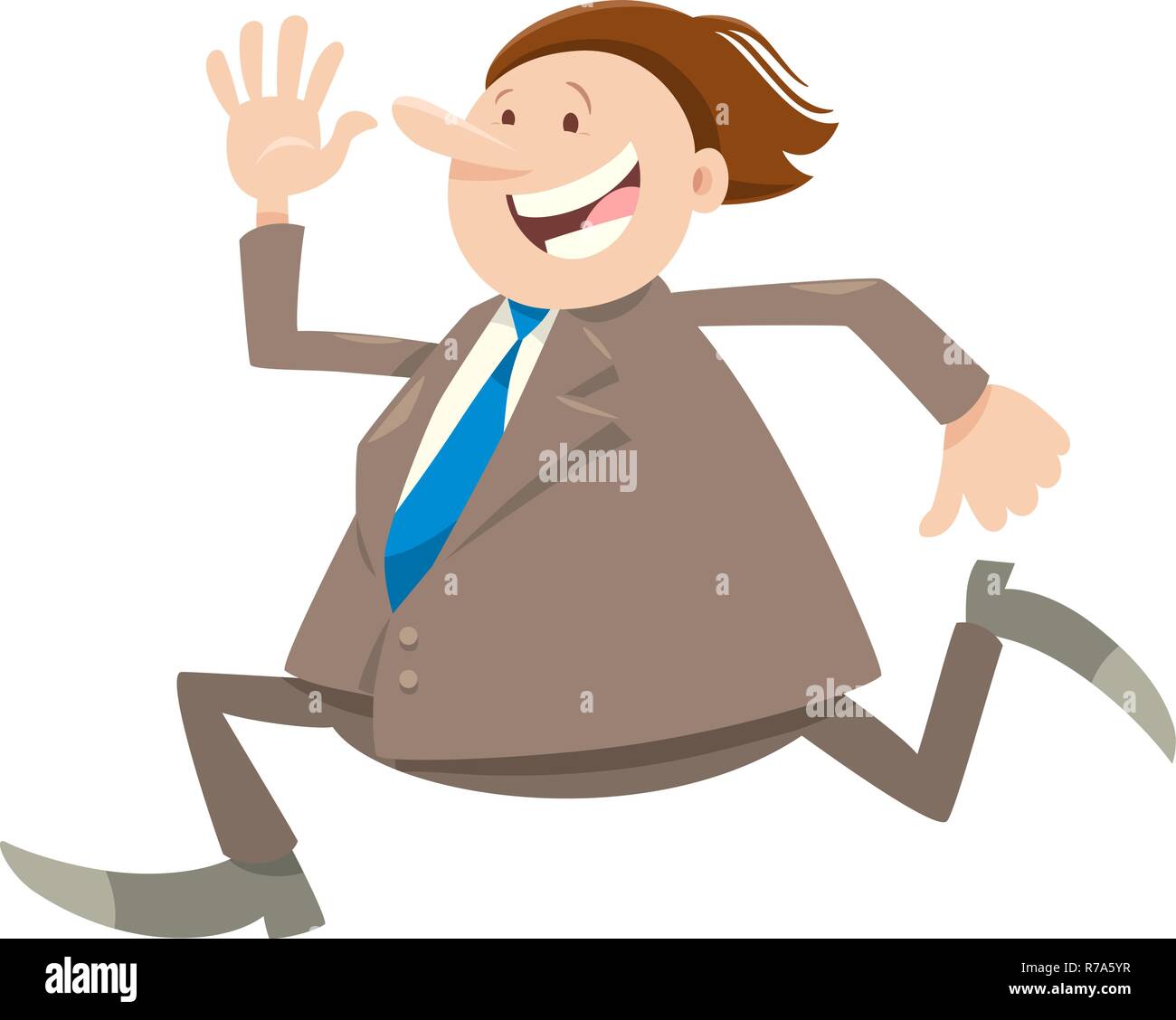 Cartoon Illustration of Happy Running Man or Businessman Character ...