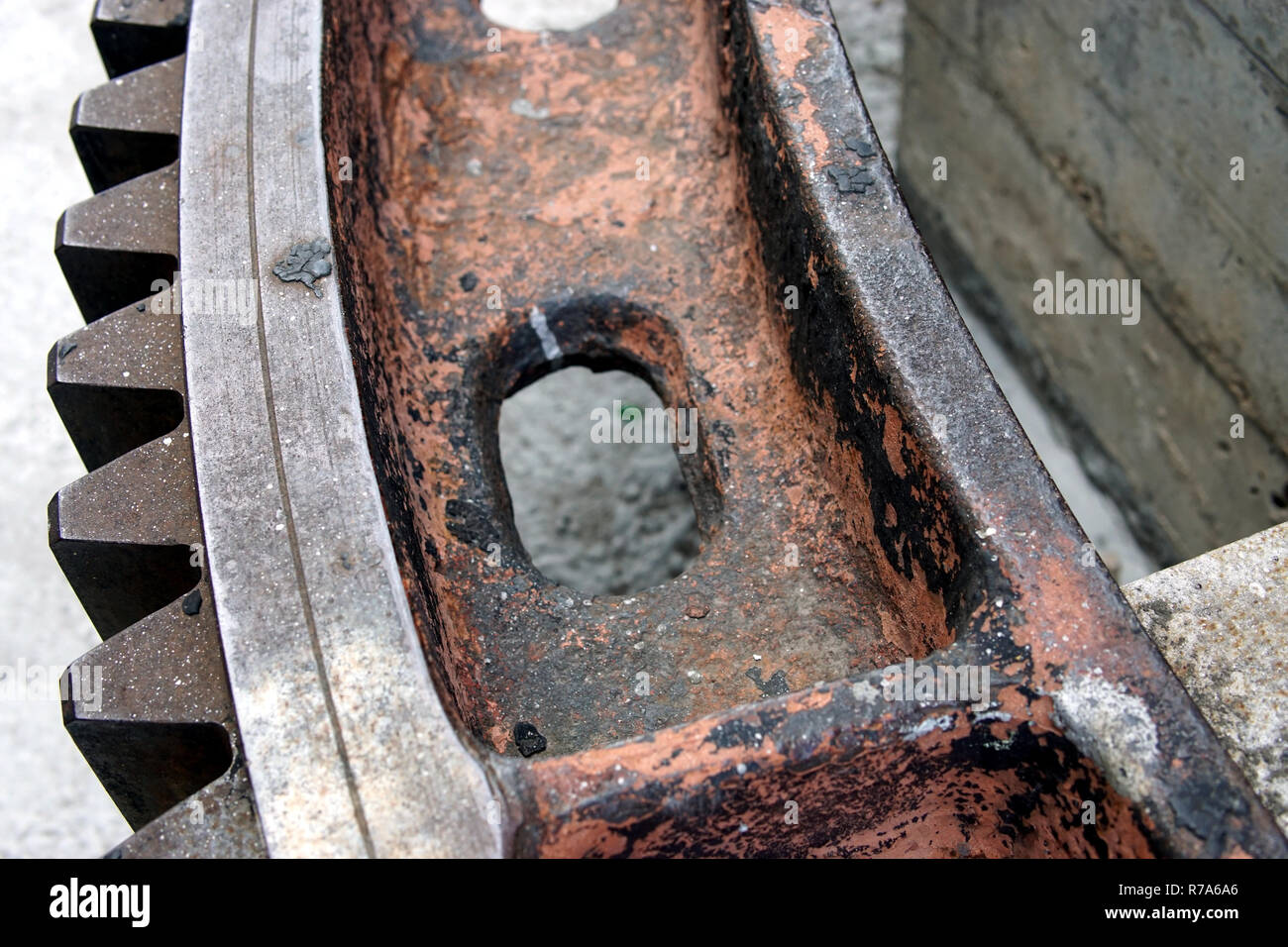 Fragment of a huge industrial gear closeup Stock Photo - Alamy