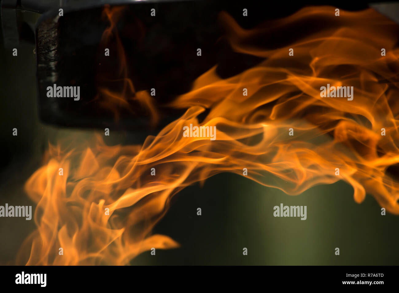 Flames Shooting From Grill Stock Photo - Alamy