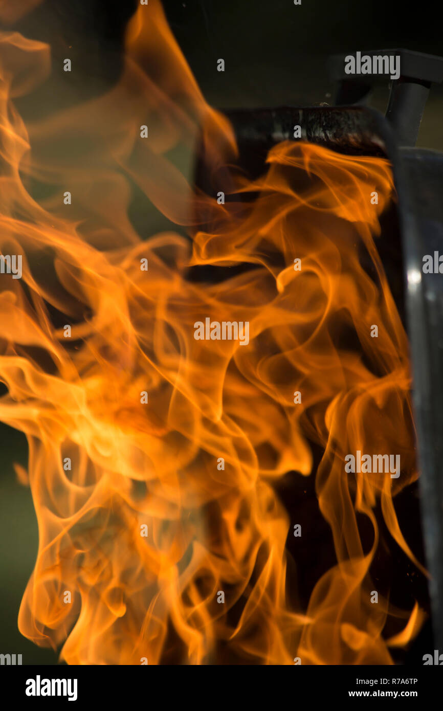 Flames Shooting From Grill Stock Photo - Alamy