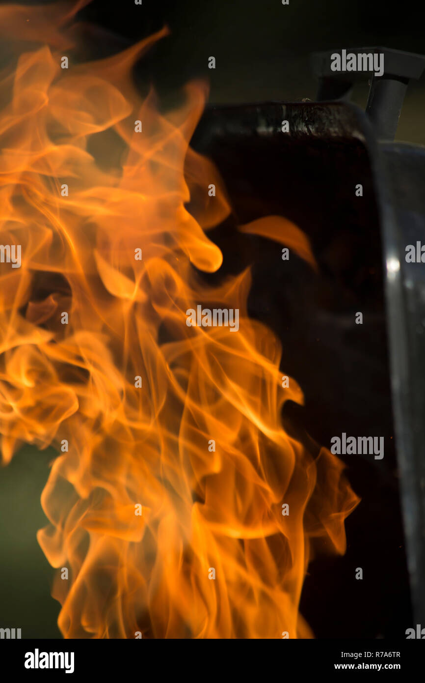 Flames Shooting From Grill Stock Photo - Alamy
