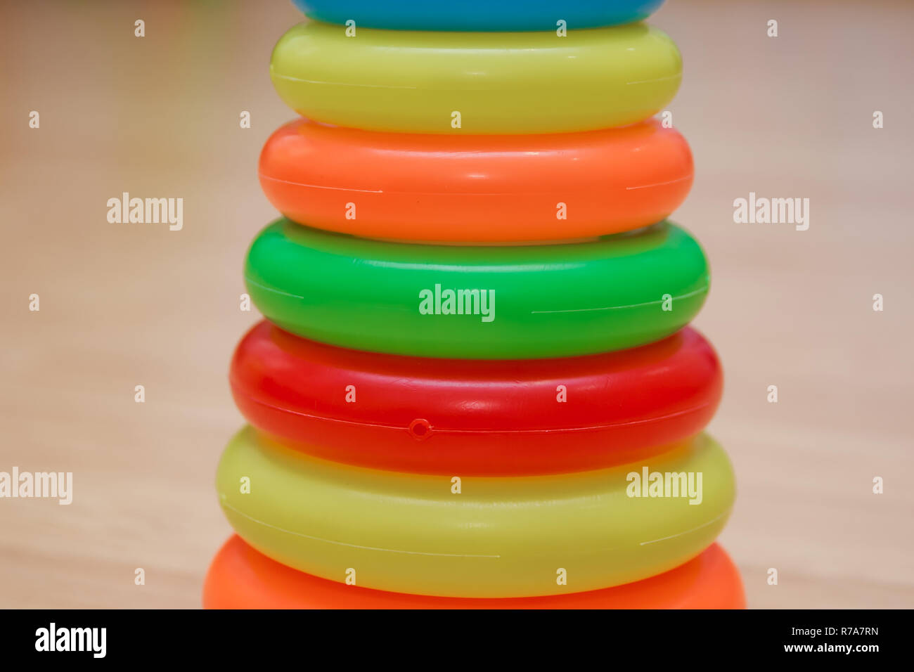 Colorful Pyramid of Stacked Circular Blocks . Pyramid build from ...