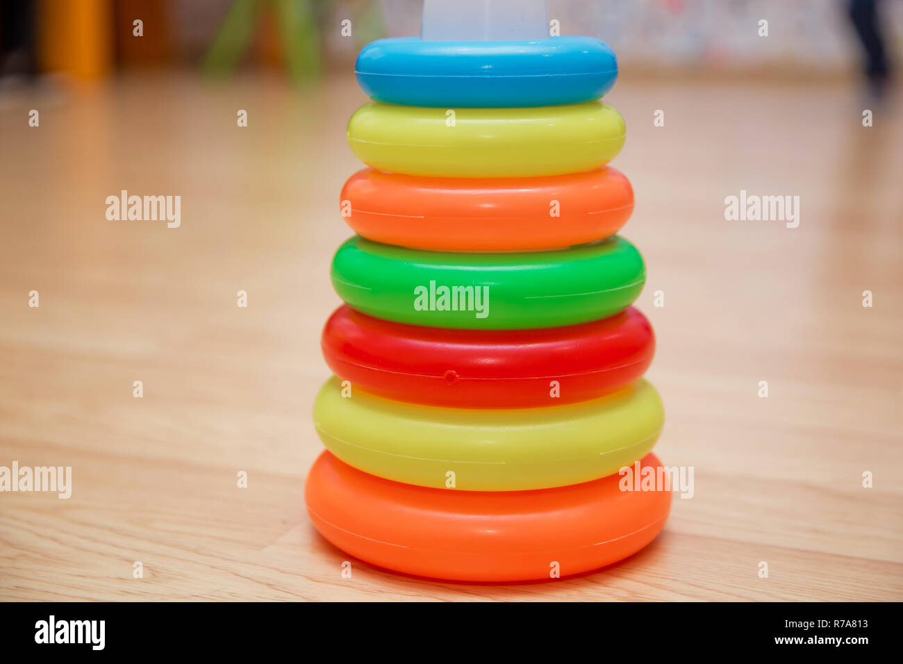 Colorful pyramid of stacked circular blocks hi-res stock photography ...