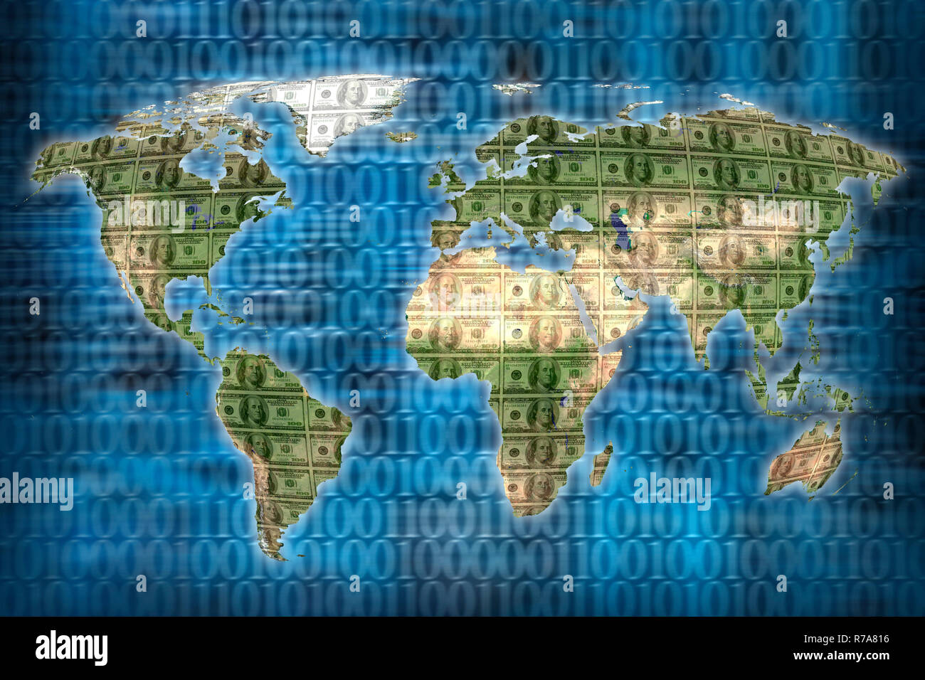 world map on binary code Stock Photo - Alamy