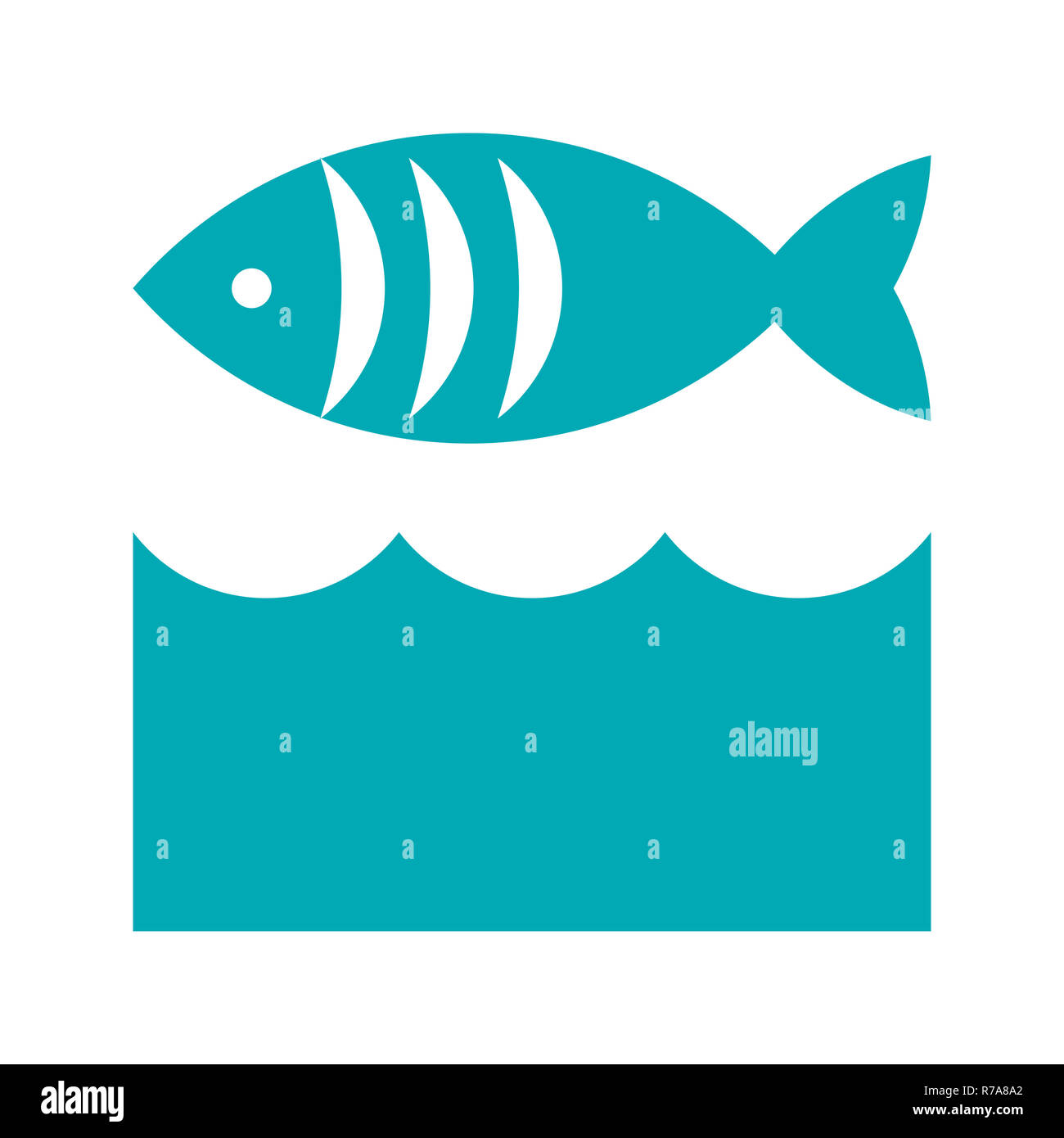 Fish and waves icon isolated on white background Stock Photo - Alamy