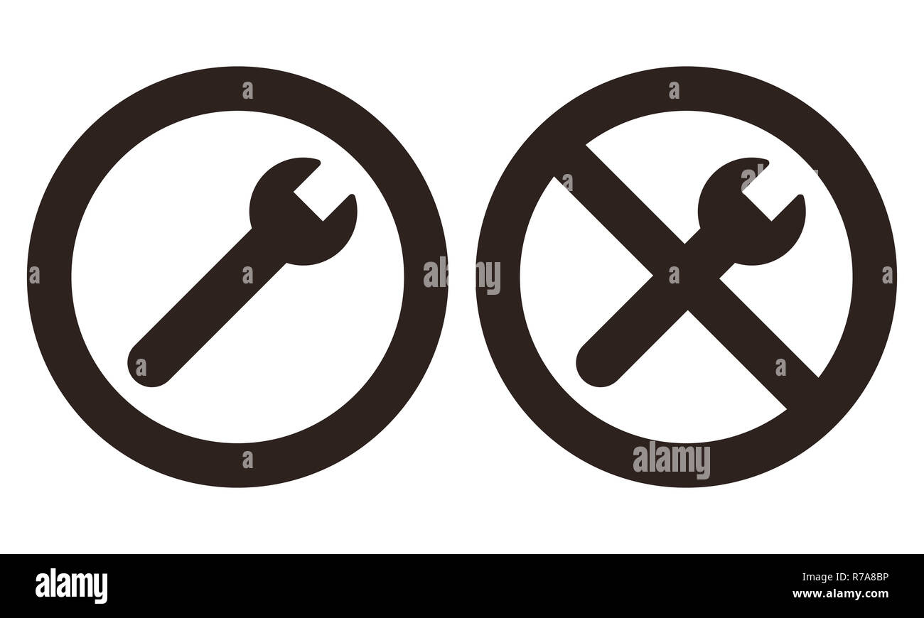 Repair and no repair symbol isolated on white background Stock Photo ...
