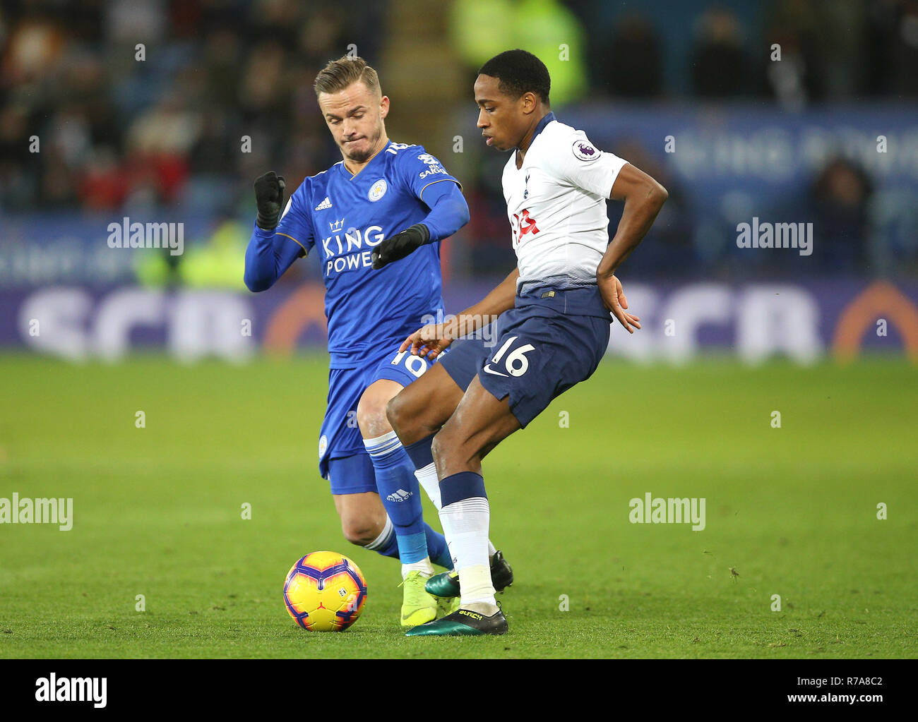 Leicester City's James Maddison (left) and Tottenham Hotspur's Kyle ...