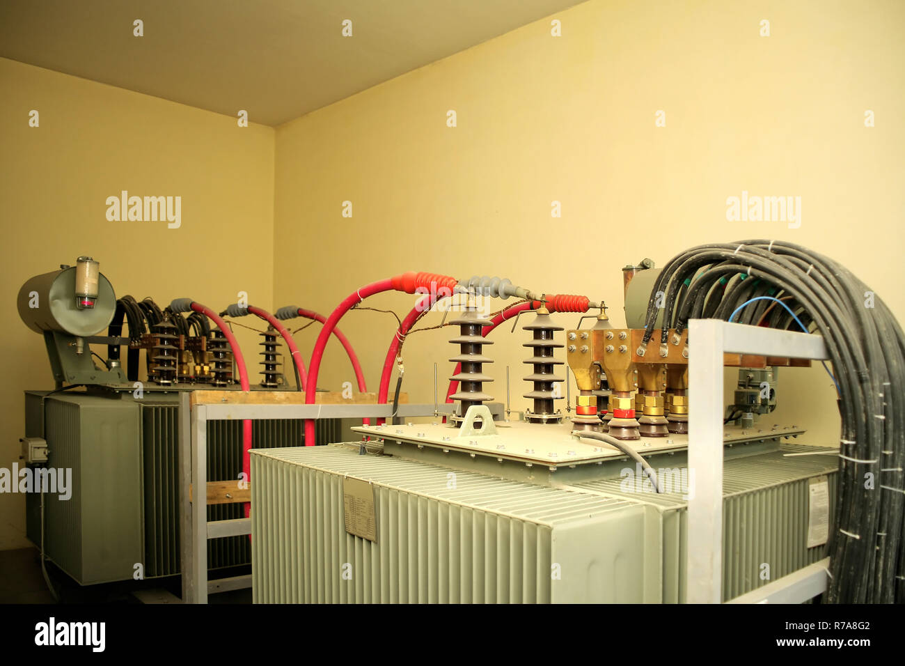 cables and transformer Stock Photo - Alamy