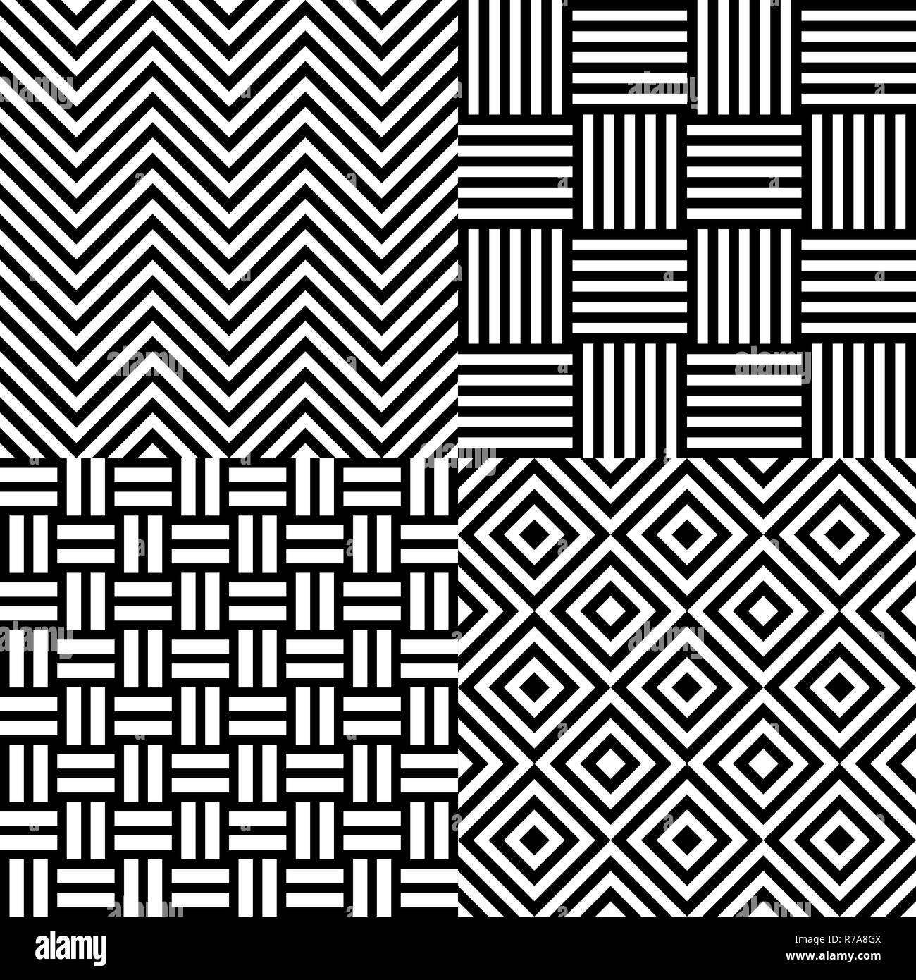 Seamless abstract pattern set in black and white Stock Photo - Alamy
