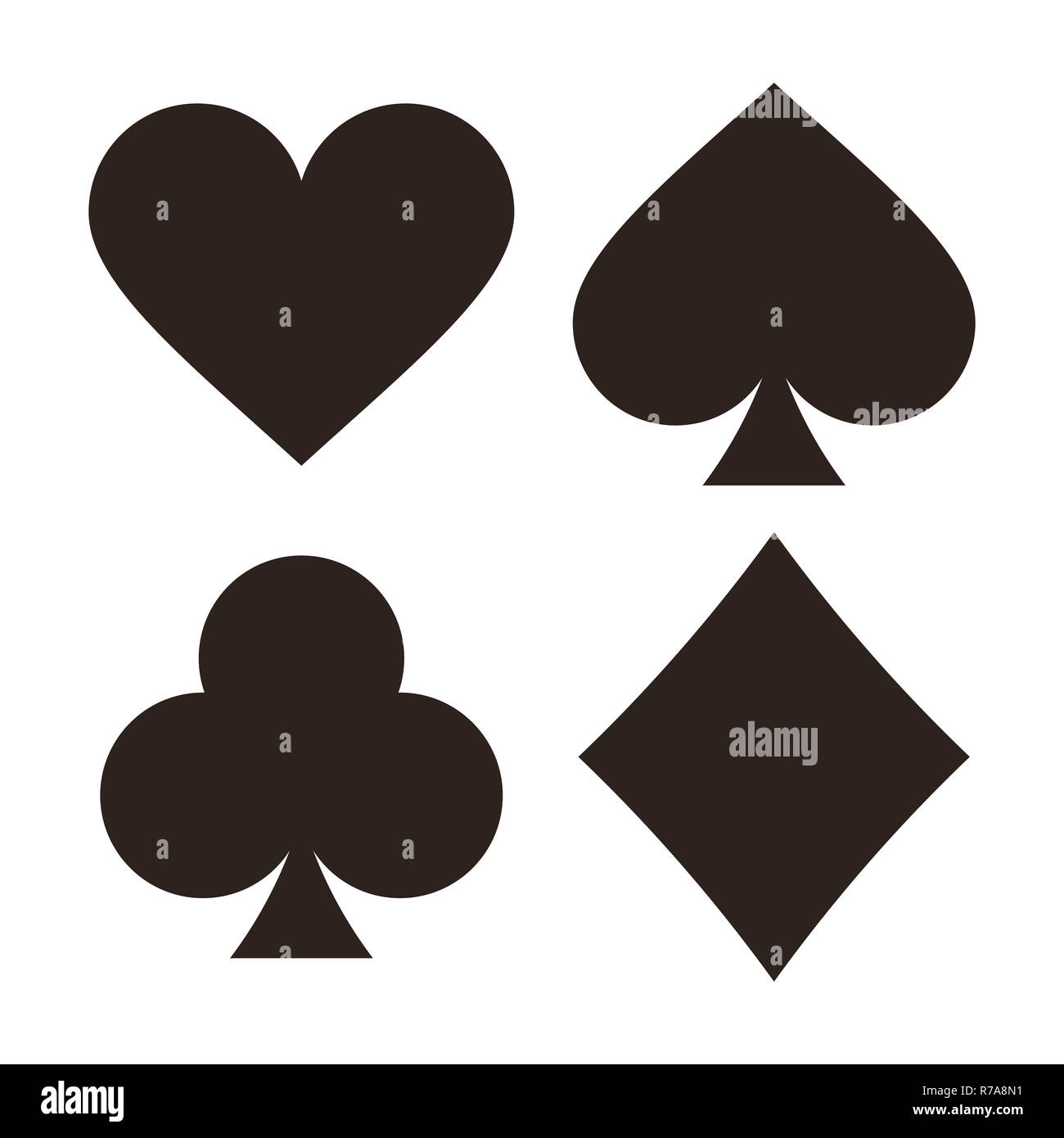 Playing card symbols isolated on white background Stock Photo - Alamy