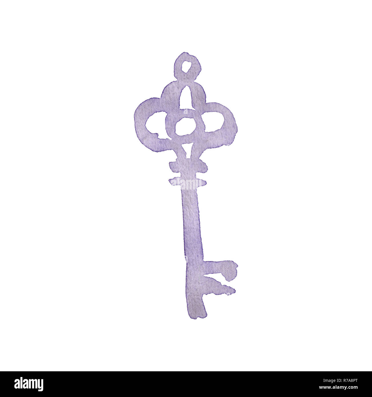Isolated old key illustration element. Watercolor background ...