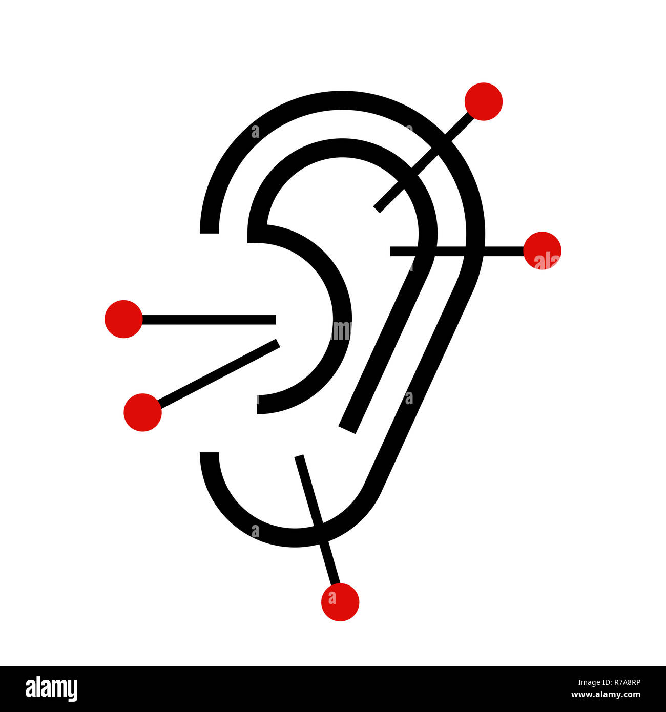 Ear acupuncture. Acupuncture symbol isolated on white background Stock ...