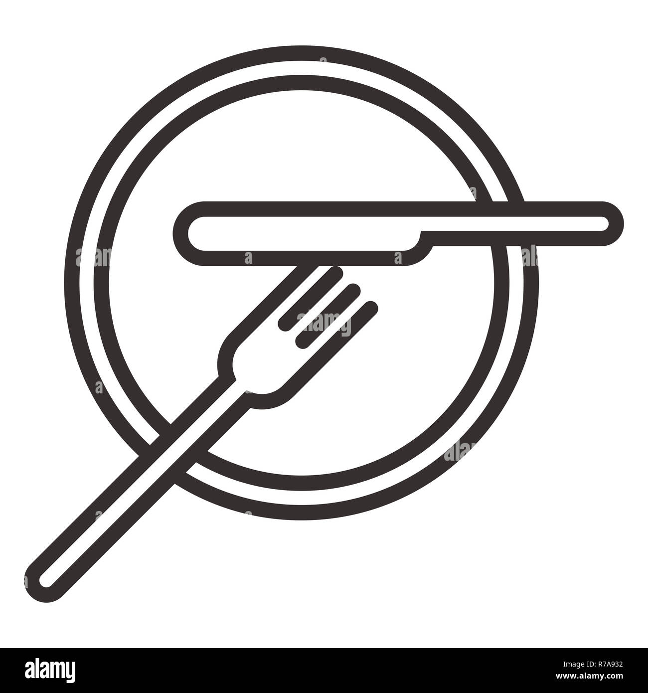 Plate, knife and fork sign isolated on white background Stock Photo - Alamy