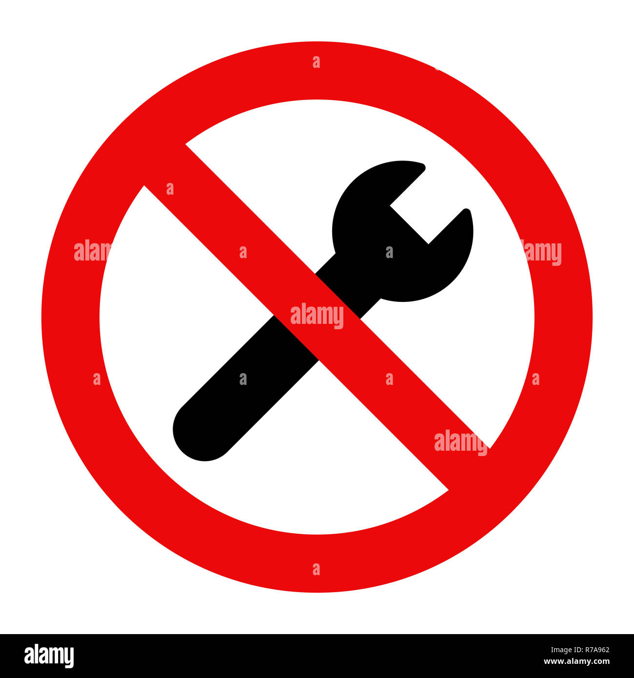 No repair symbol. Service symbol. Prohibition sign isolated on white ...