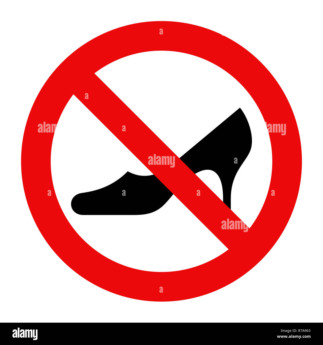 No high heels. Prohibition sign isolated on white background Stock ...