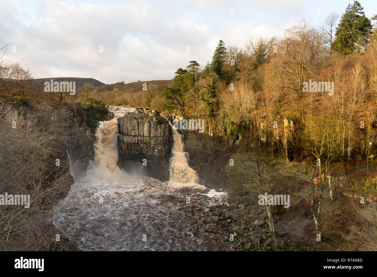 High Force waterfall, river Tees, Co. Durham, England, UK Stock Photo ...