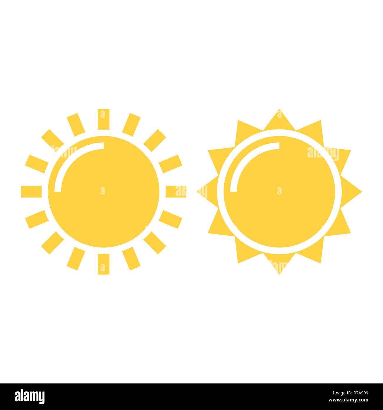 Sun icon set isolated on white background Stock Photo - Alamy