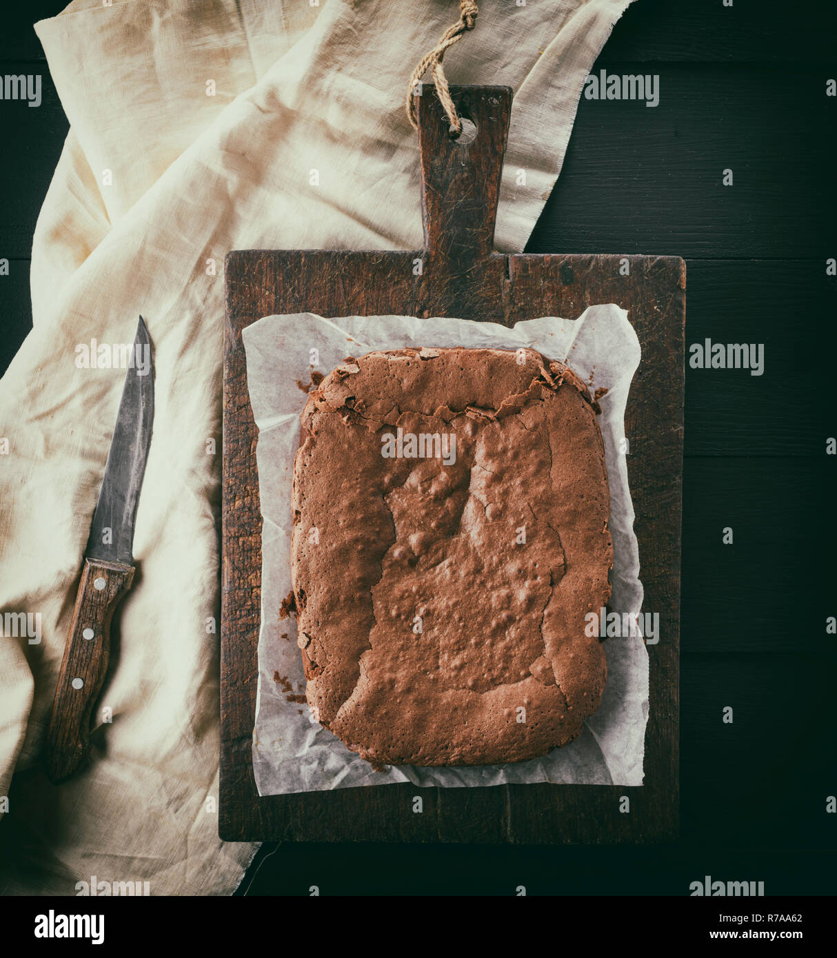 baked rectangular chocolate brownie pie Stock Photo - Alamy