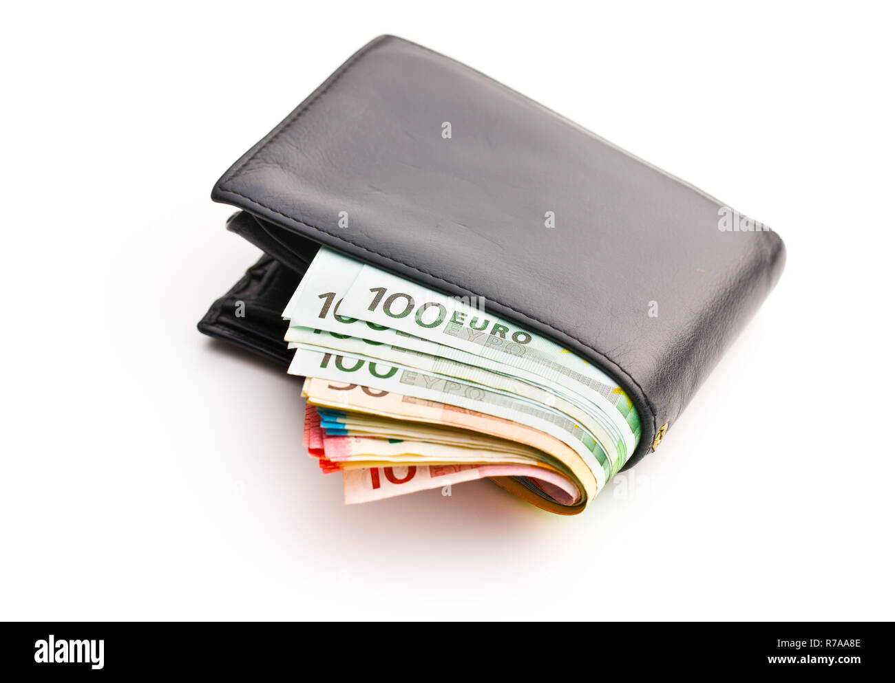 Wallet with euro banknotes Stock Photo - Alamy