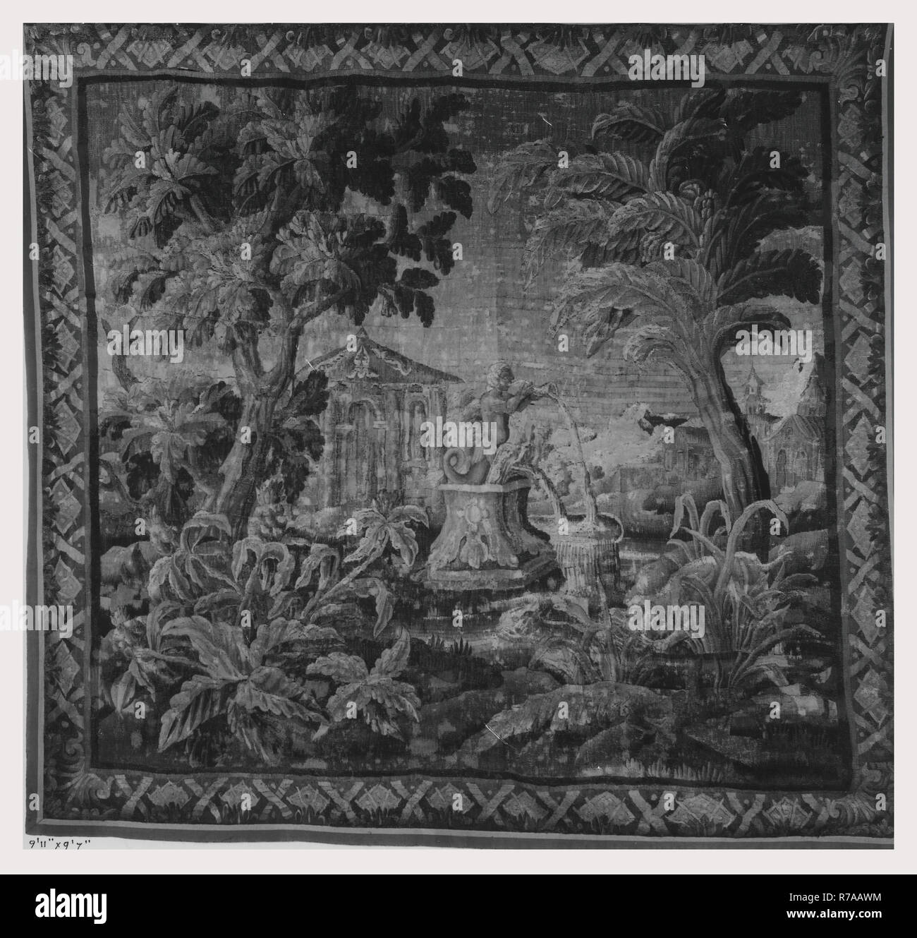 Landscape with merman fountain Stock Photo - Alamy