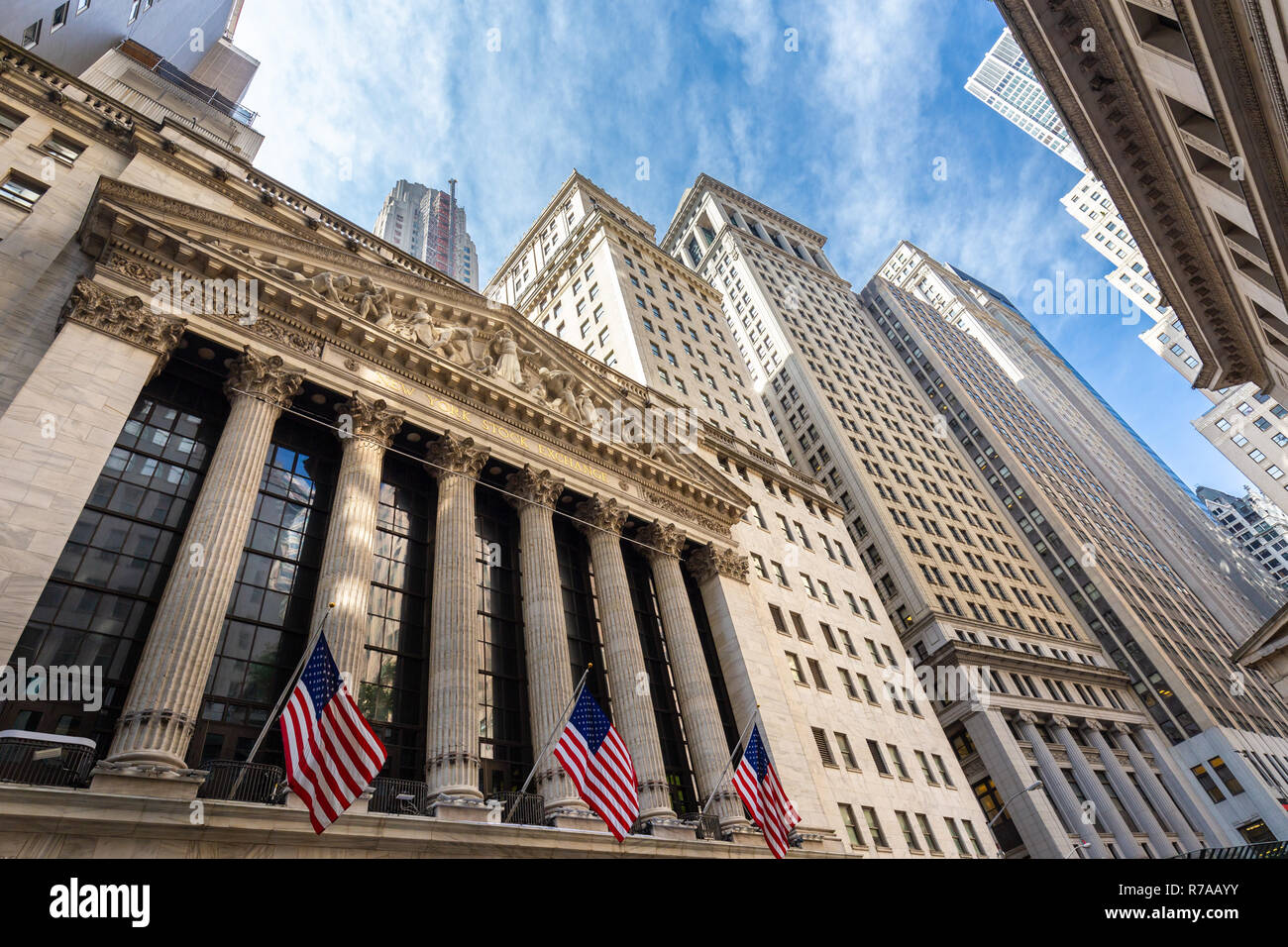 Exterior of New york Stock Exchange, Wall street, lower Manhattan, New ...