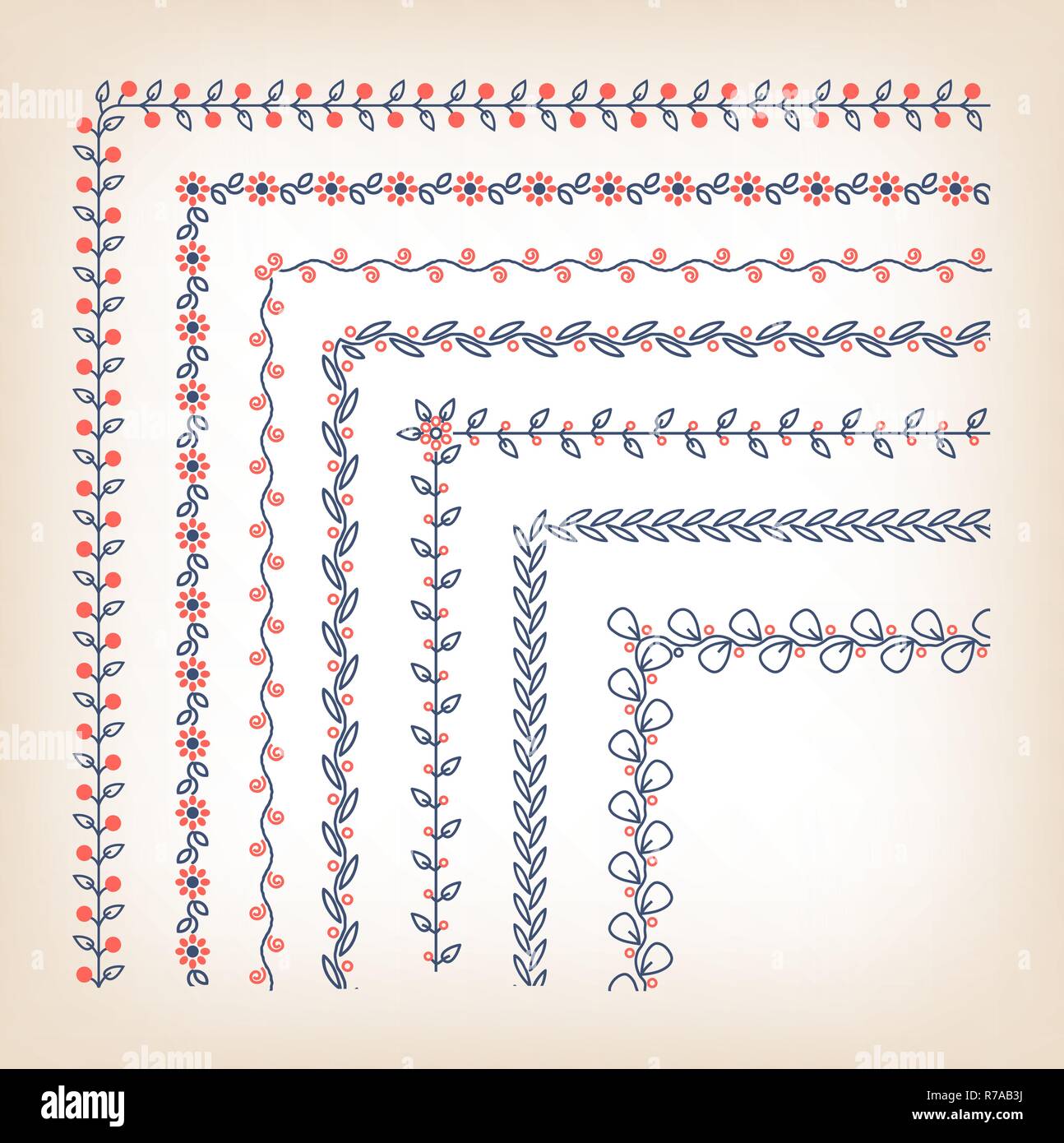 Big set of vector seamless decorative borders with corner elements ...
