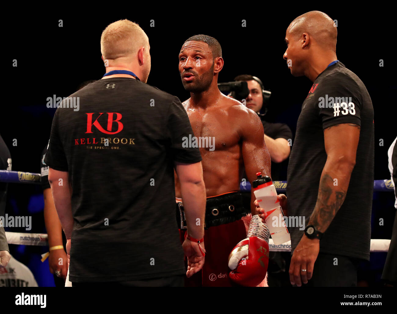 Kell Brook (centre) with his ring-side team after the Final Eliminator ...