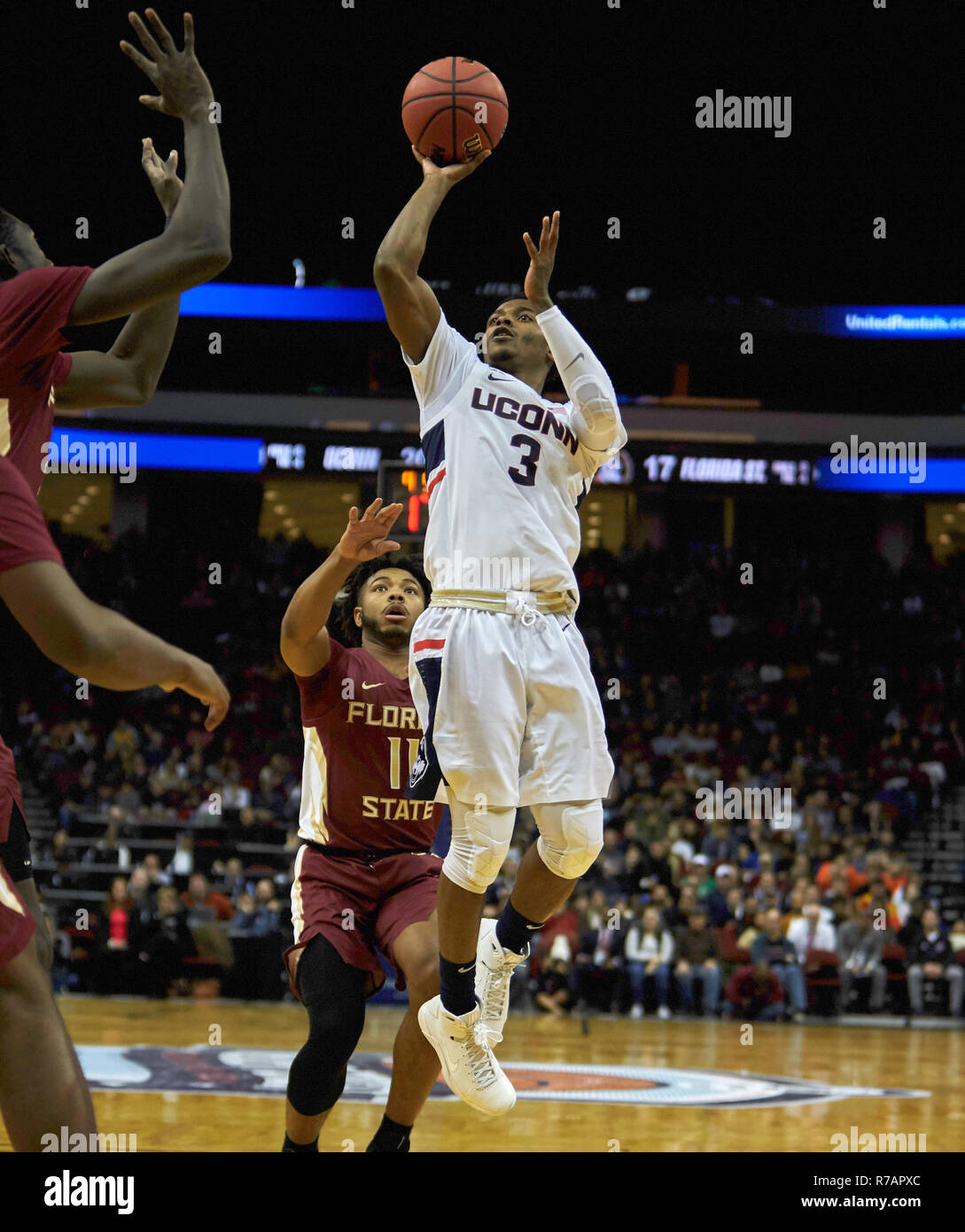 Newark, New Jersey, USA. 8th Dec, 2018. Connecticut Huskies guard ...