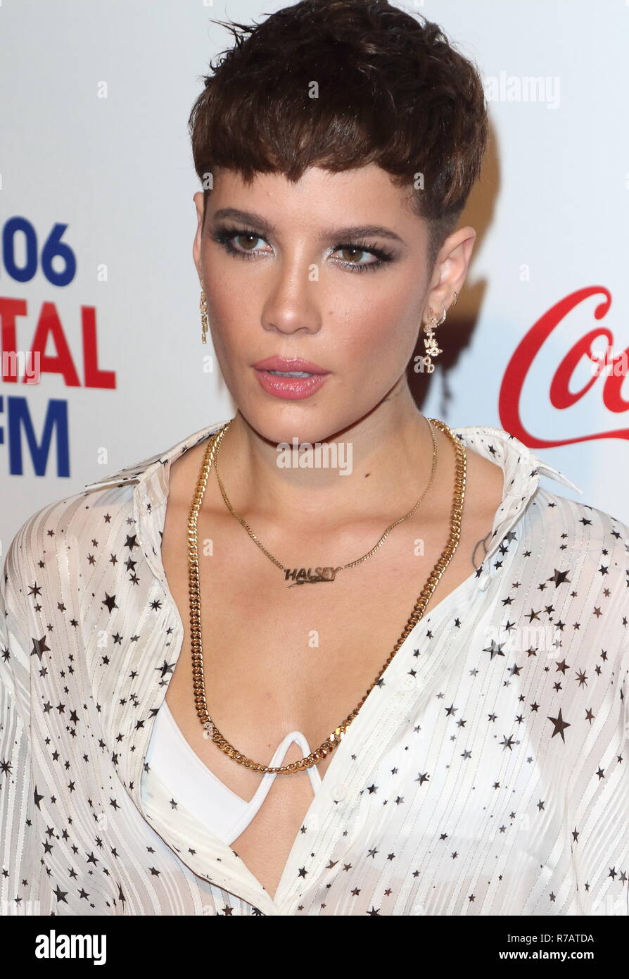 London, UK. 8th Dec, 2018. Halsey at the Capital Jingle Bell Ball with ...