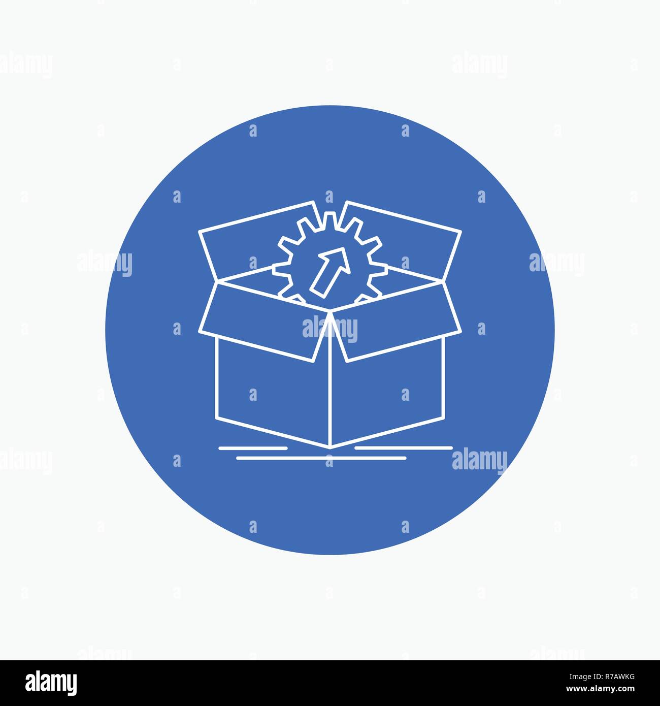 Upload Performance Productivity Progress Work White Line Icon In Circle Background Vector