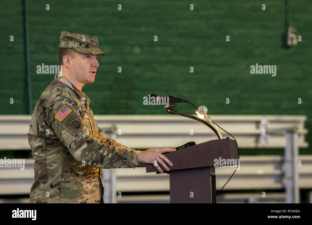 U.S. Army Maj. Ian Seagriff speaks after assuming command of the 101st ...