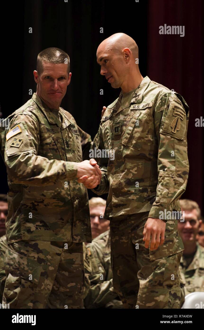 Sargent Major of the Army Daniel Dailey congratulates Capt. Robert ...