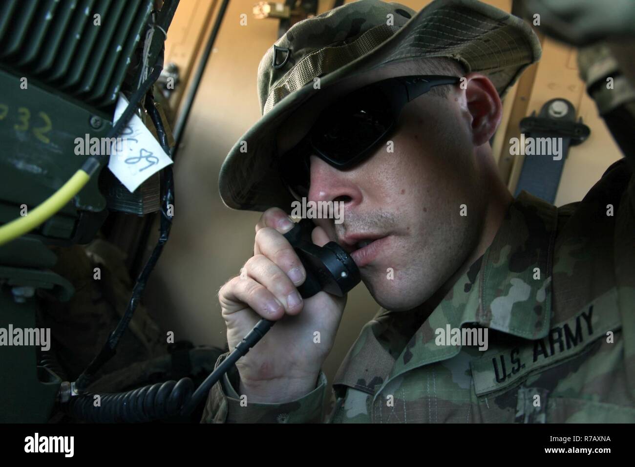 U.S. Army Pfc. Christopher Johns of the 56th Signal Battalion, performs ...