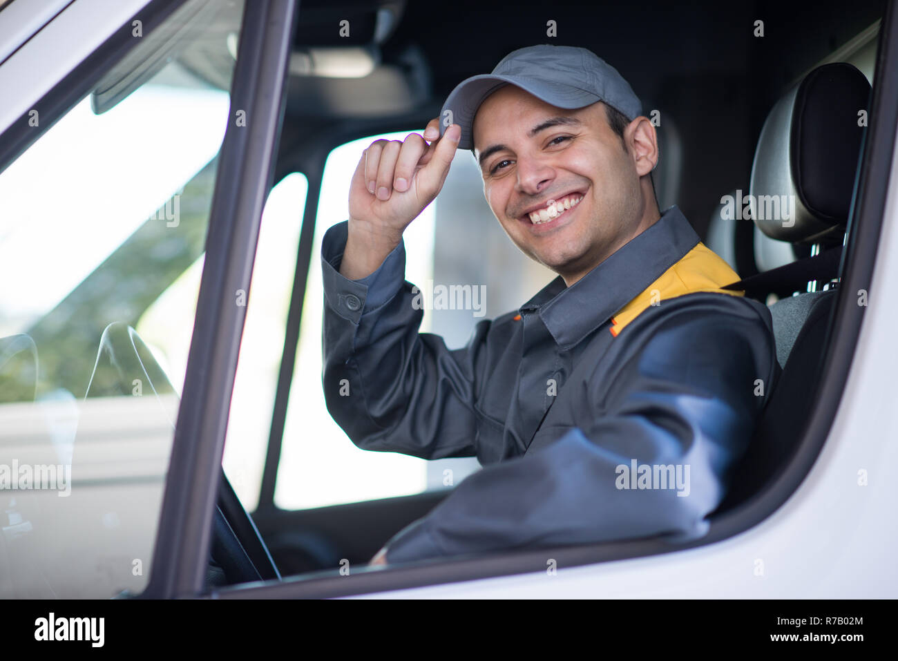 Portrait smiling worker driving hi-res stock photography and images - Alamy