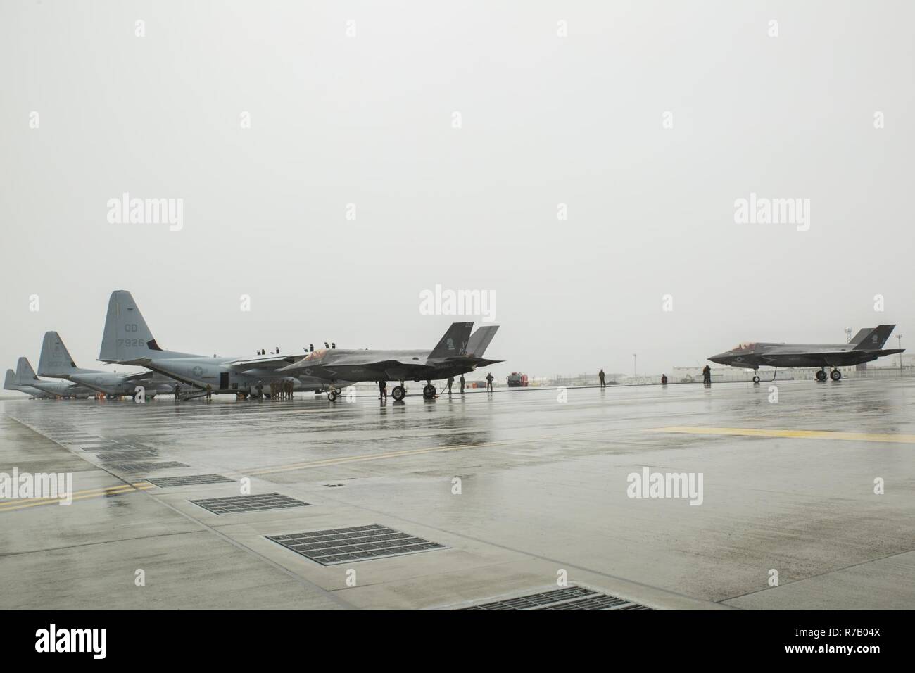 Two U.S. Marine Corps F-35B Lightning II aircraft with Marine Fighter ...