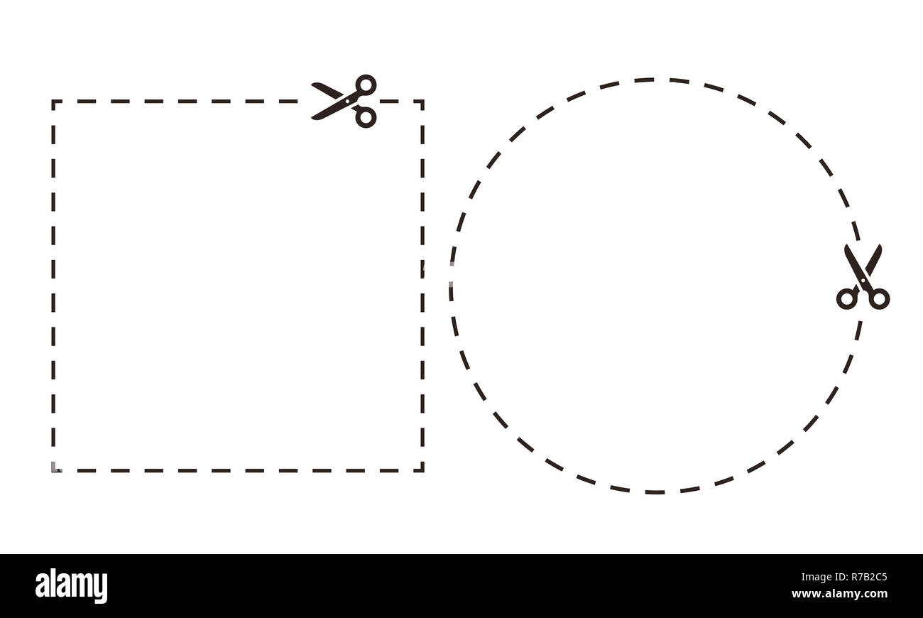 Cut line with scissors. Cut symbol isolated on white background Stock ...