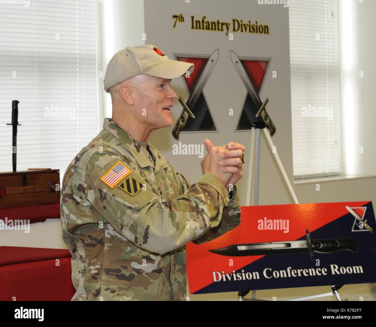 CG of 7th Infantry Division MG James speaks at the dedication ceremony ...
