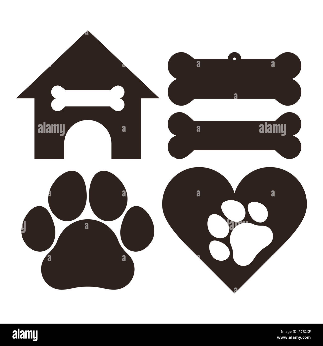 Dog set symbols isolated on white background Stock Photo - Alamy