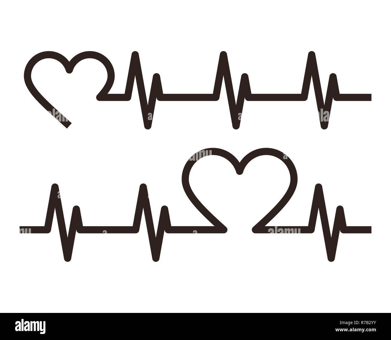 Heartbeat icons. Electrocardiogram, ecg or ekg isolated on white ...