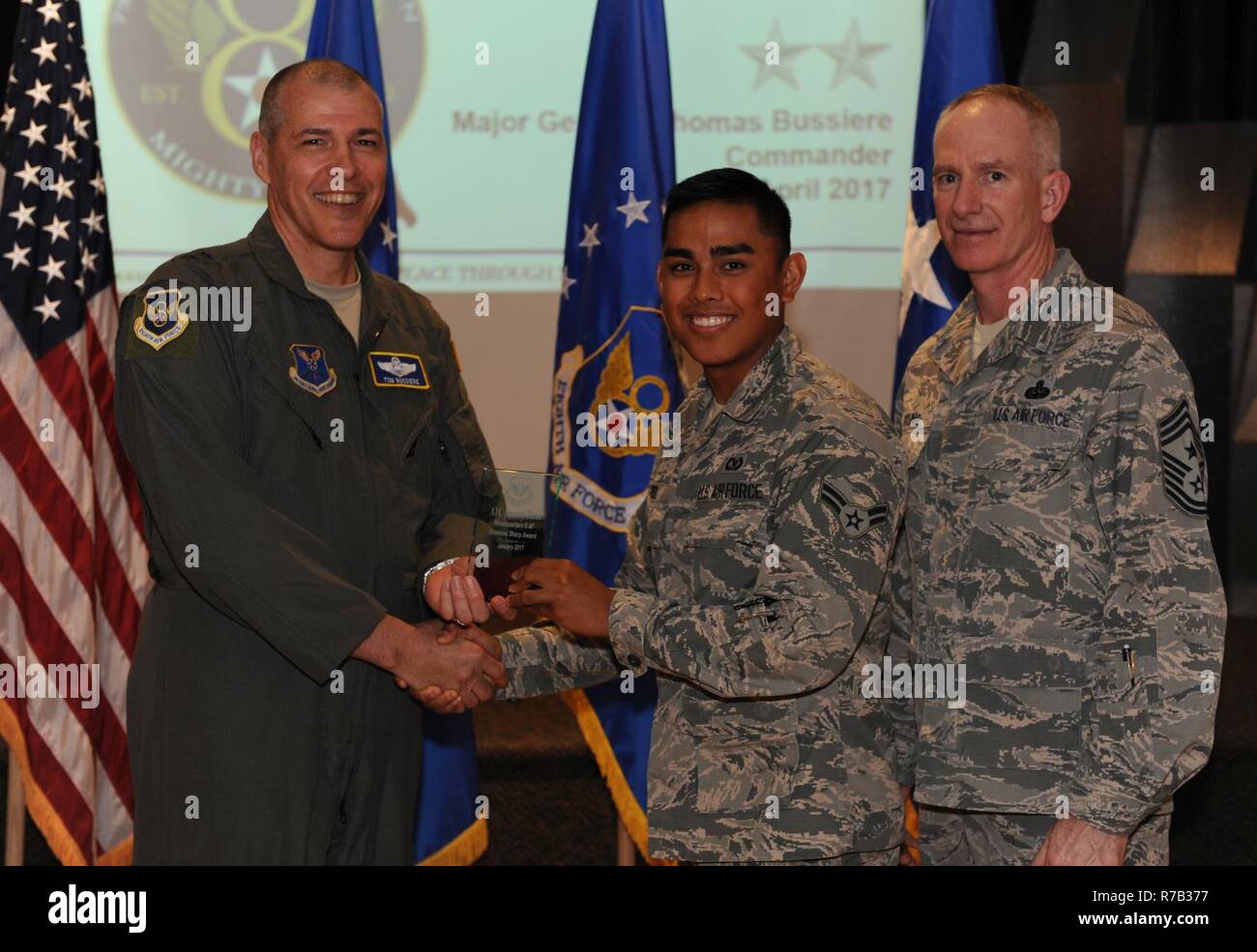 U.S. Air Force Maj. Gen. Thomas Bussiere, Eighth Air Force commander ...