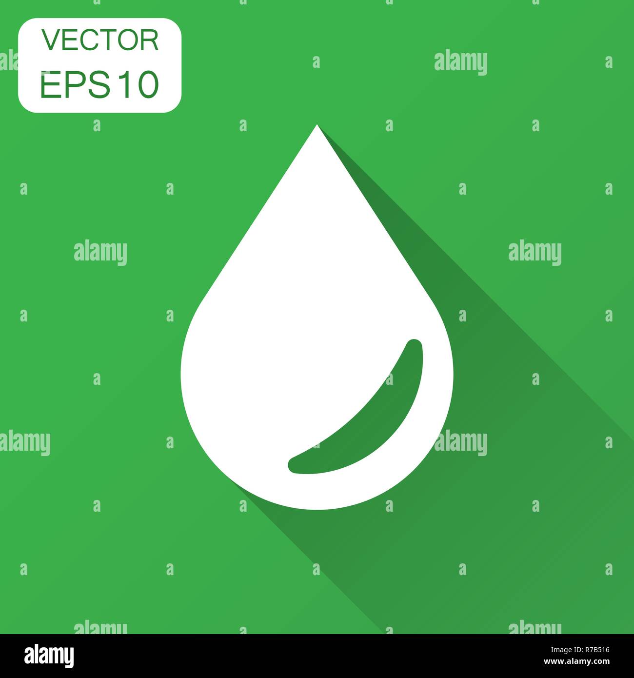 Water drop icon in flat style. Raindrop vector illustration with long ...
