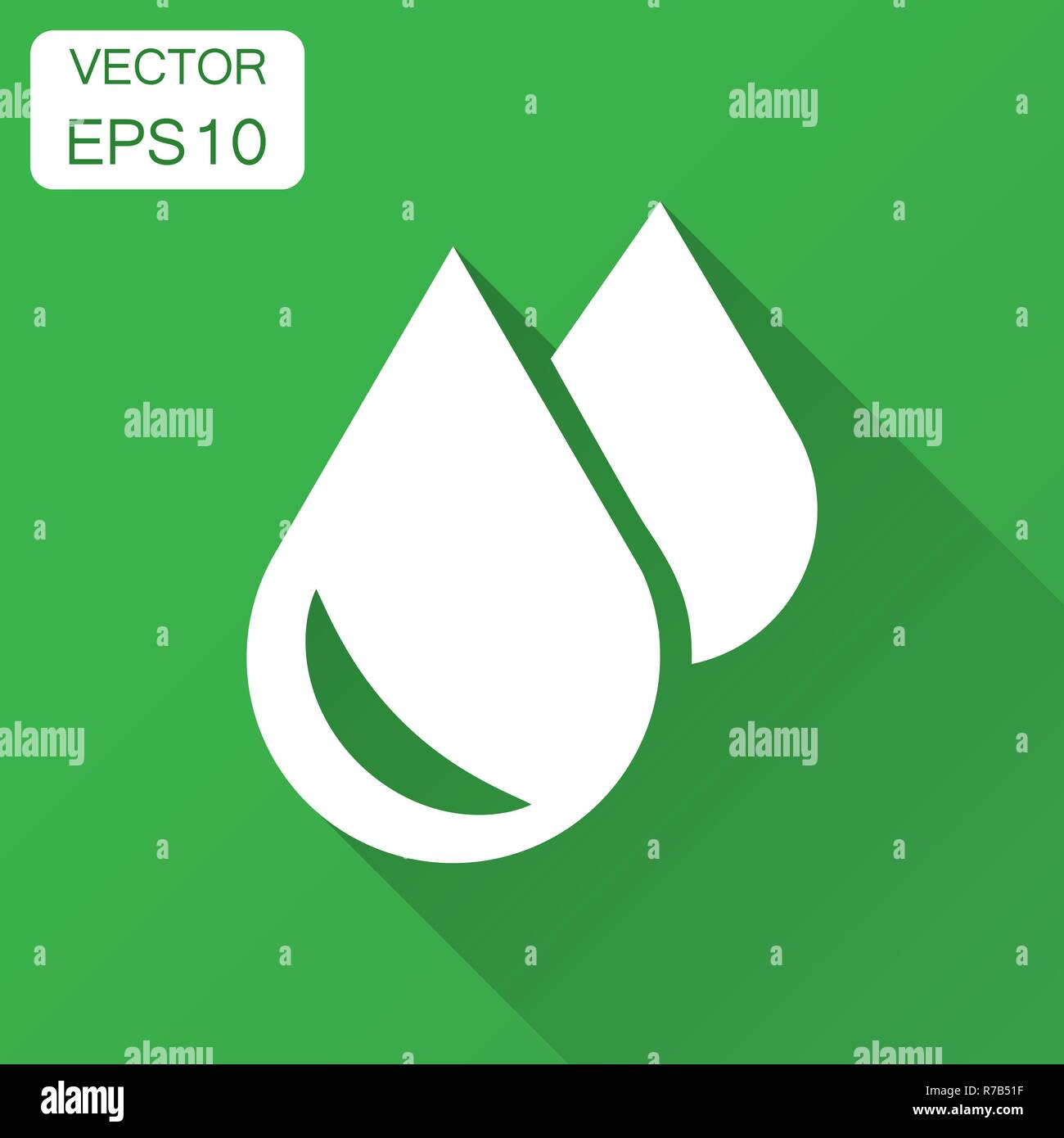Water drop icon in flat style. Raindrop vector illustration with long ...