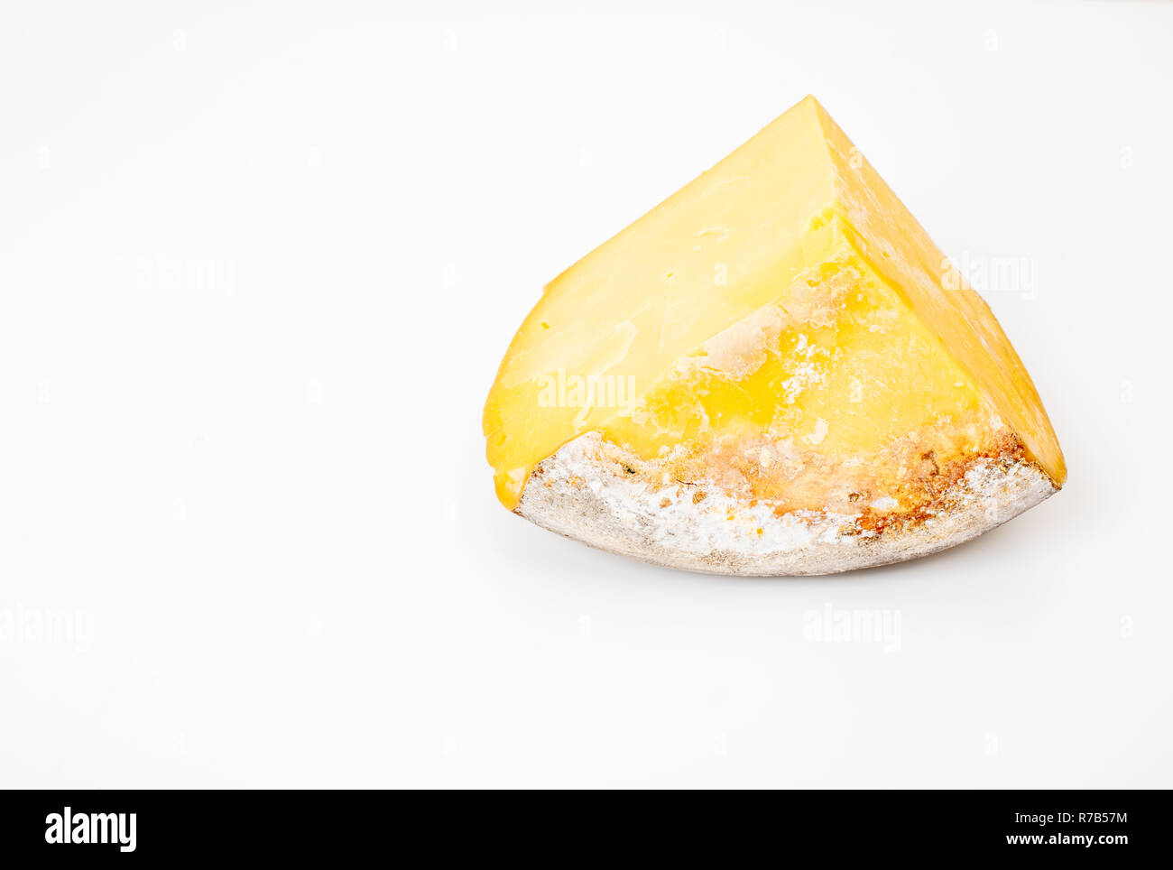 Piece of Turkish traditional old cheese. ( Aged kashar ) on white ...
