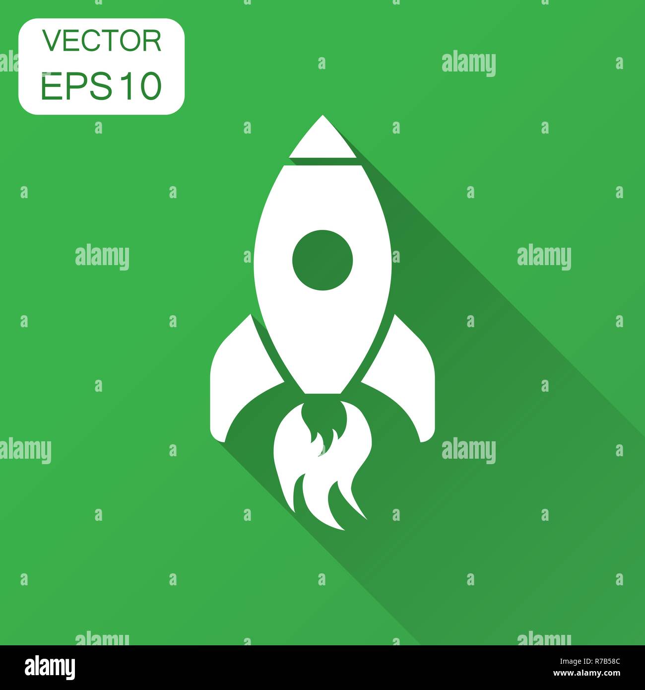 Rocket space ship icon in flat style. Spaceship vector illustration ...