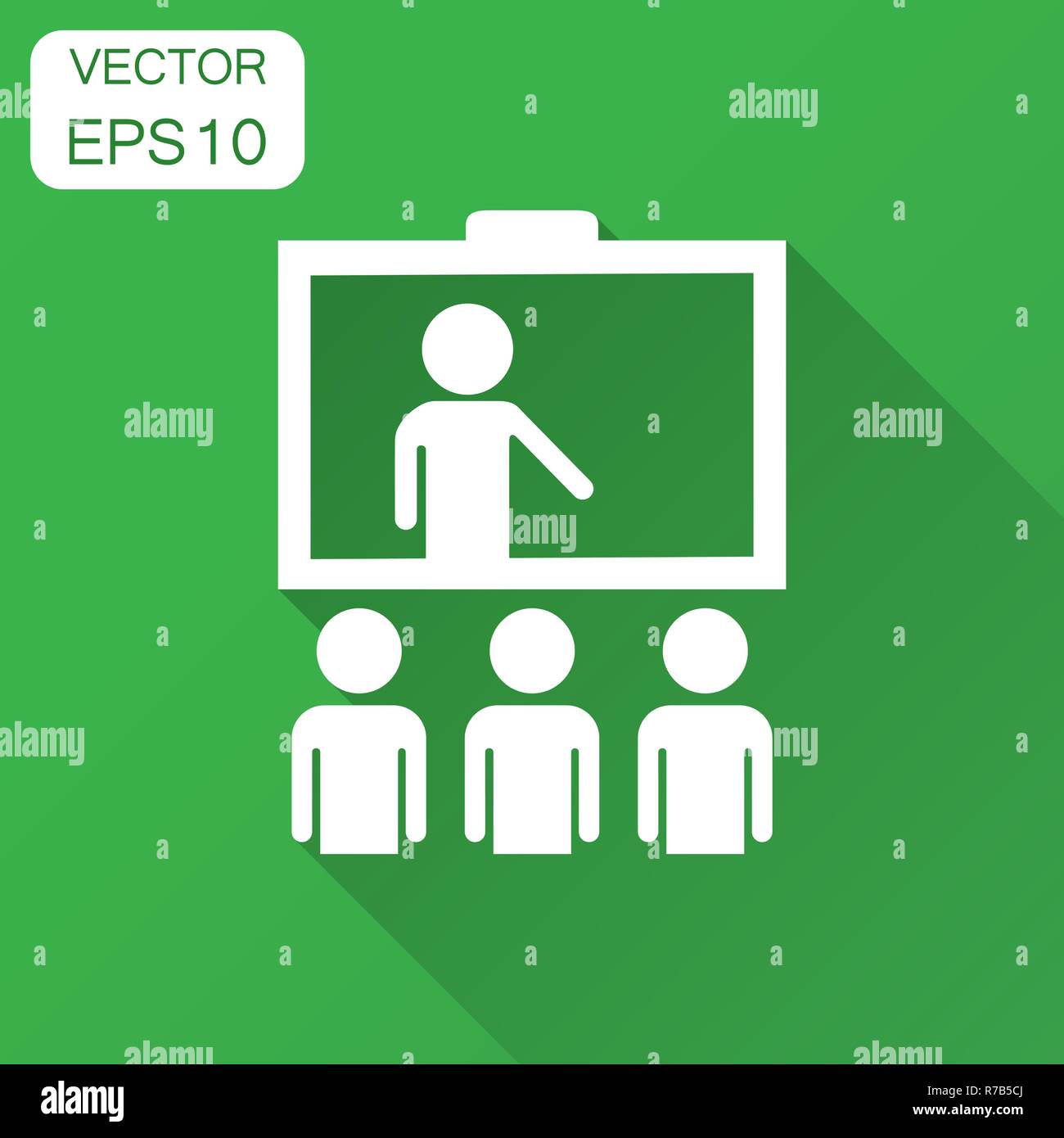 Training education icon in flat style. People seminar vector ...