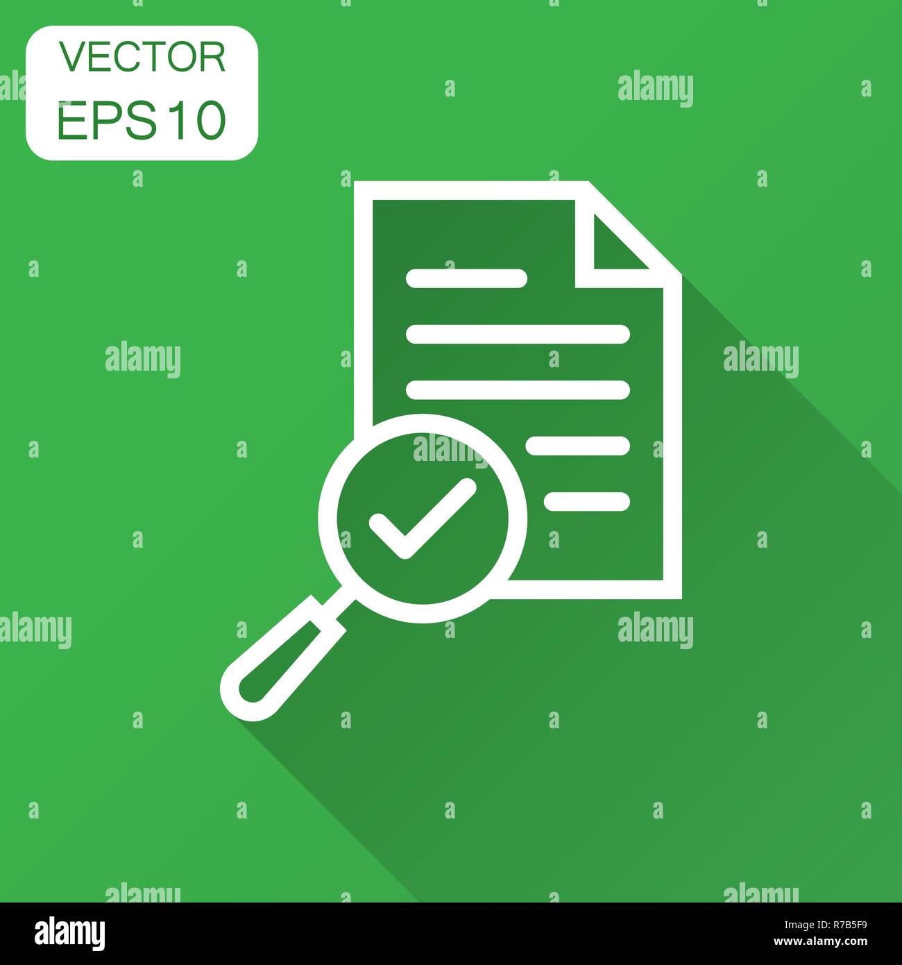 Scrutiny document plan icon in flat style. Review statement vector ...