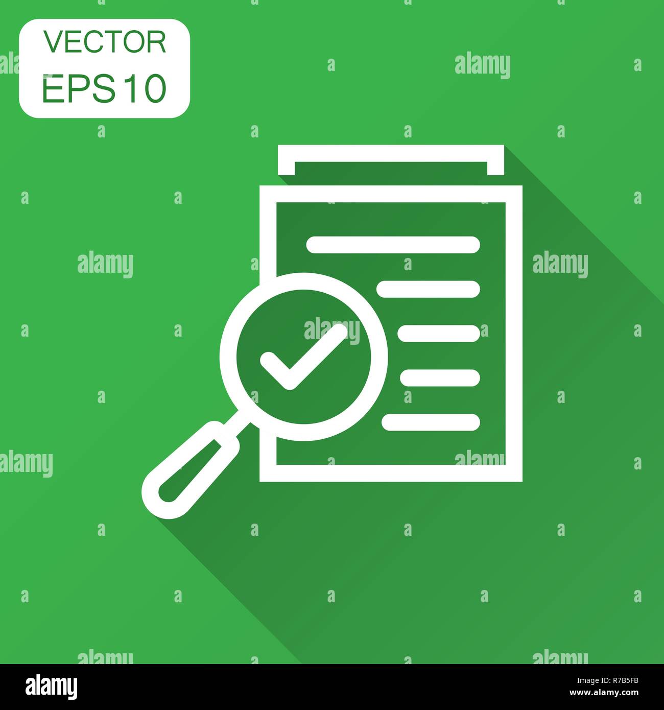 Scrutiny document plan icon in flat style. Review statement vector ...