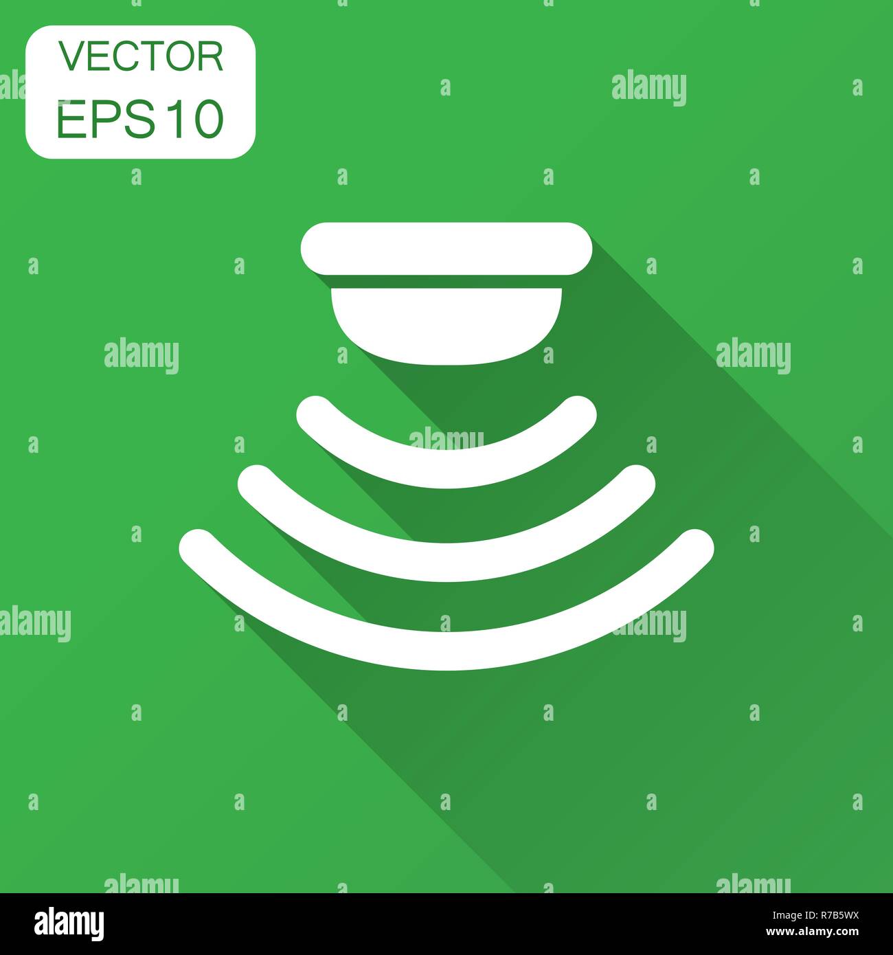 Motion sensor icon in flat style. Sensor waves vector illustration with ...